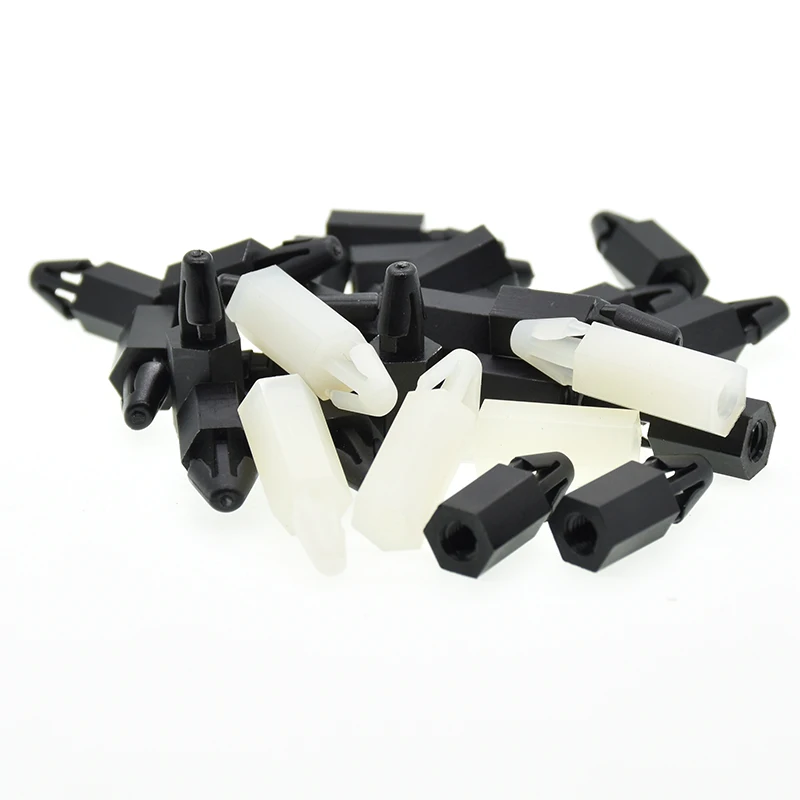 VIS,WHITE-M3-15mm(50pcs)--Vis'espacement en Nylon noir-blanc pour épaisseur de carte PCB de 1.0 ...