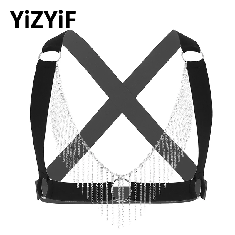 Harness Men Elastic Shoulder Chest Harness Belt With Metal Chain ...