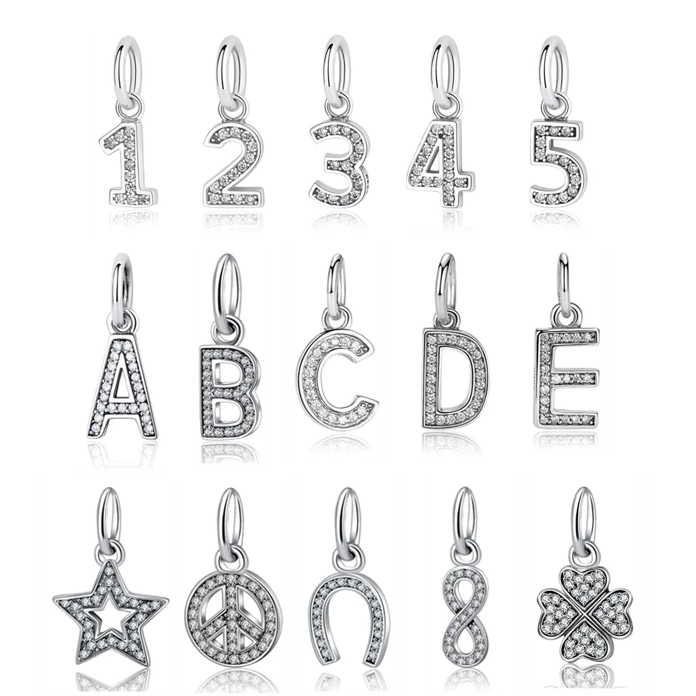 Original 100% 925 Sterling Silver Bead Charm A-z Letters Alphabet ...