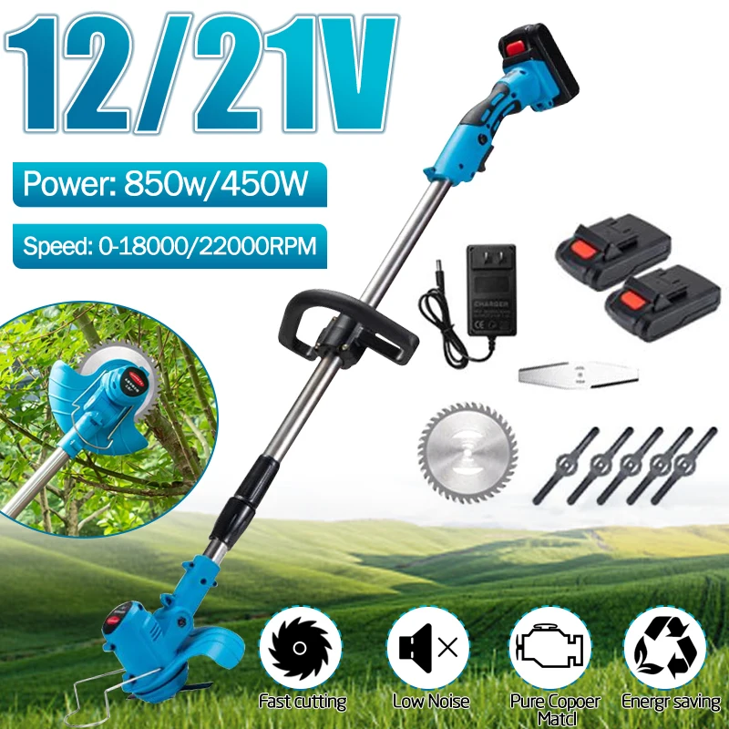 12-21V-Multi-Function-Electric-Grass-Trimmer-Cordless-Lawn-Mower-Auto ...