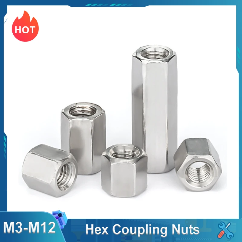 M3-M4-M5-M6-M8-M10-M12-Hex-Coupling-Nuts-304-Stainless-Steel-Rod ...