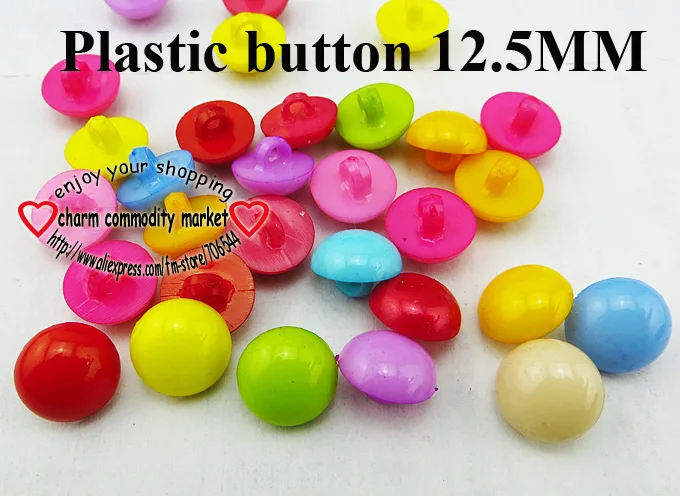 100PCS 12.5 Colors Dyed Plastic cartoons ball buttons cartoon kids ...