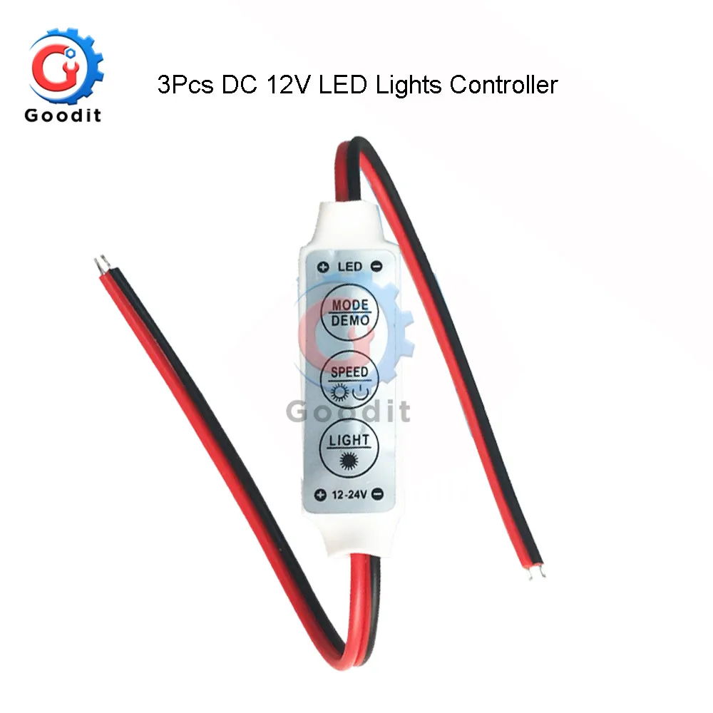 3pcs Dc 12v Led Lights Controller Remote Controller Rgb Led Strip 3key ...