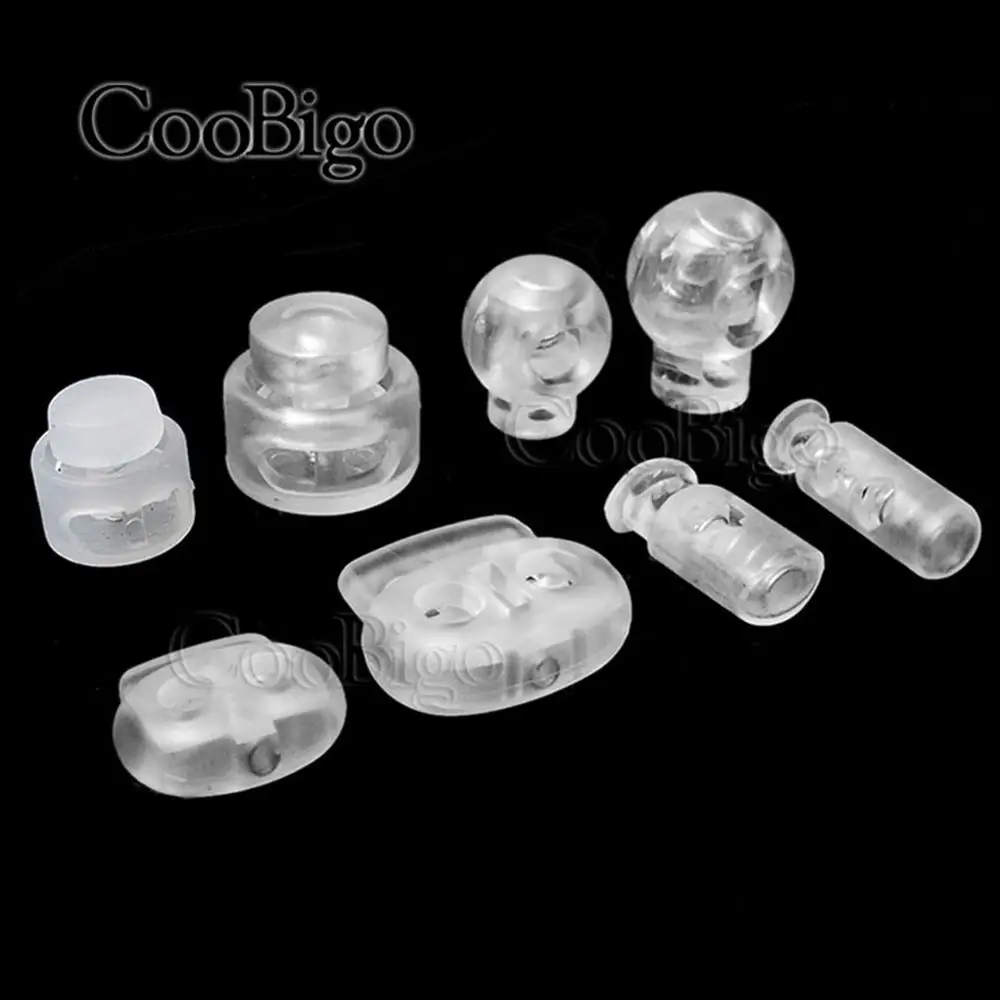 25pcs Cord Lock Plastic Stopper Cord End Toggle Clip Transparent Clear ...