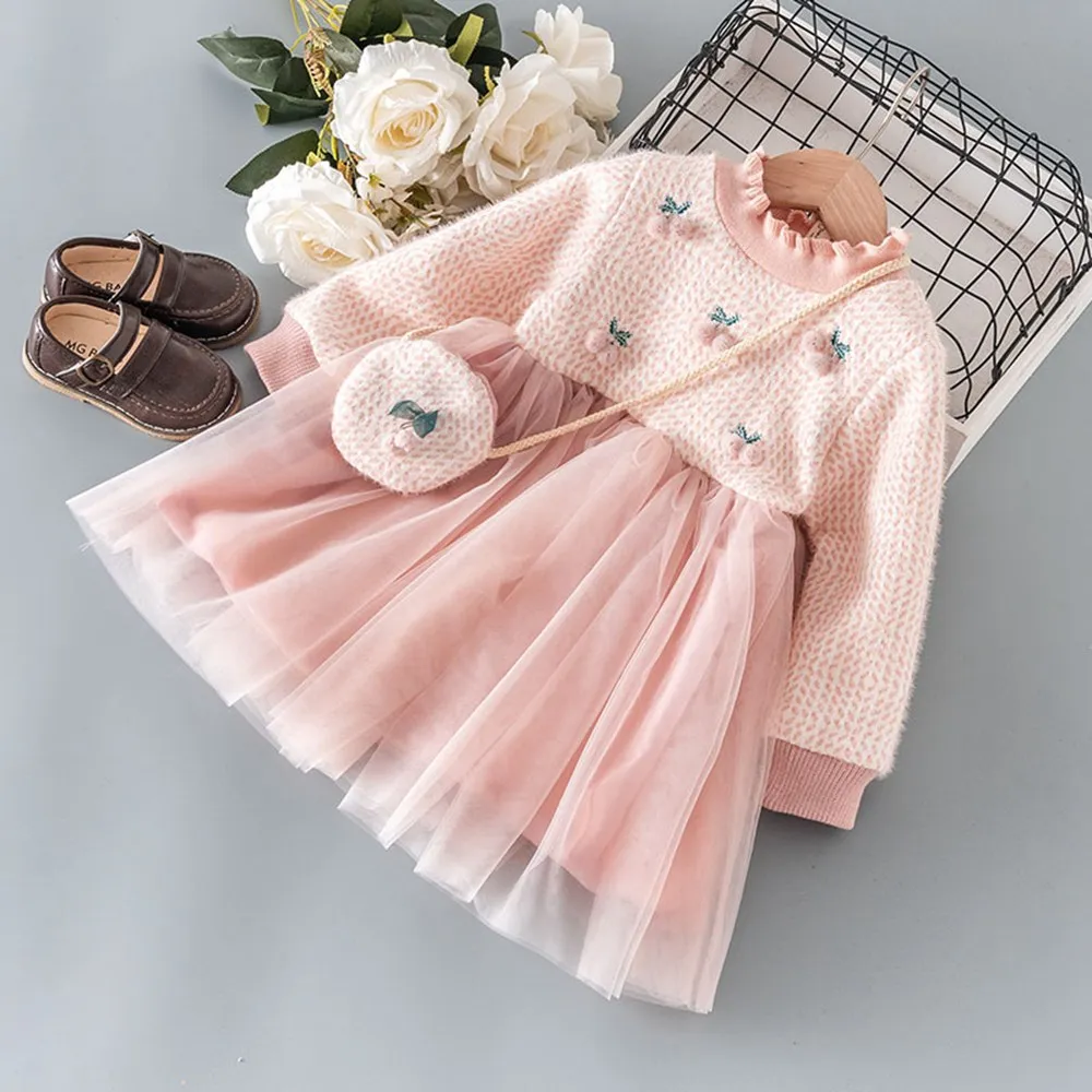 Sweet Warm Winter Girls Princess Dress Fashion Children Kids Baby ...