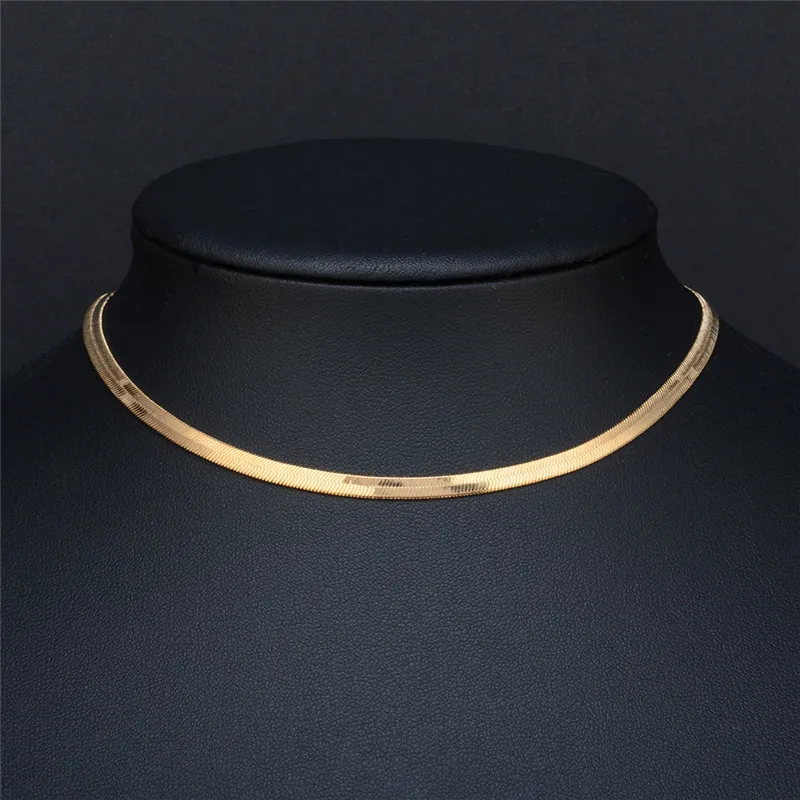 Gold Blade Chain Choker Necklace Women Sexy Flat Snake Chain Gift ...