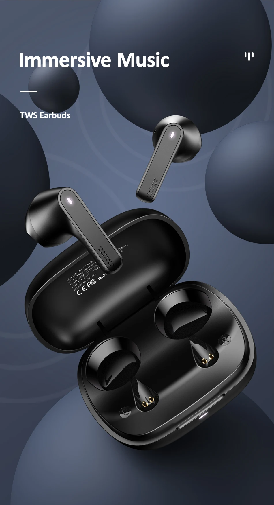 USAMS ANC TWS True Wireless Earphones BT 5.0 Smart Touch