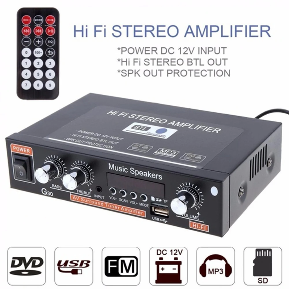 HiFi Amplifier bluetooth Home Theater 220V Stereo Power Amplificador ...