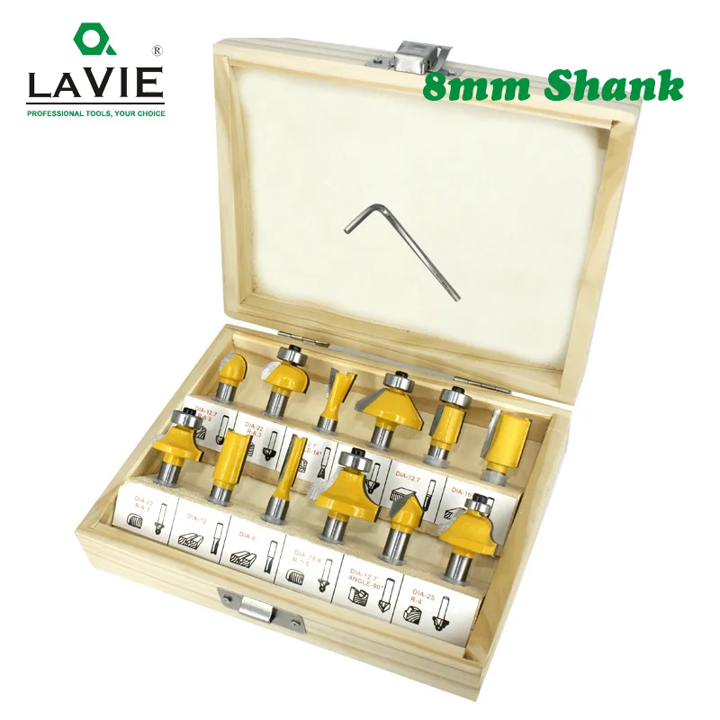LAVIE 12 stücke 8mm Router Bit Set Trimmen Gerade Fräser Holz Bits ...