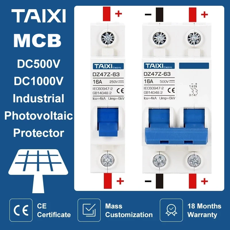 Solar Energy PV MCB DC 1000V Mini Circuit Breaker 2P 100A 500V ...
