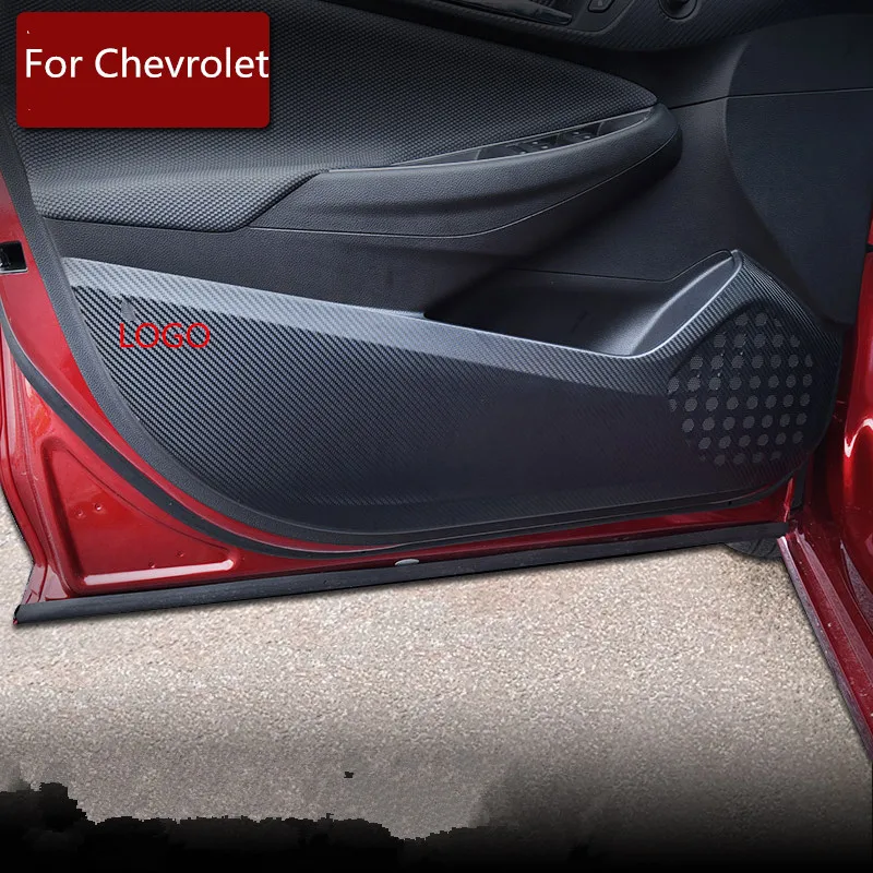 Carbin Fibre Interior Door Panel Protective Anti-kick Pad For Chevrolet ...
