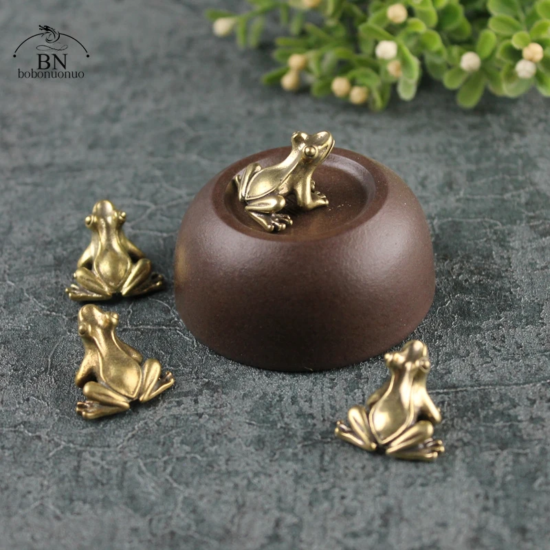 Retro Copper Small Cute Frog Figurines Miniature Desktop Ornament ...
