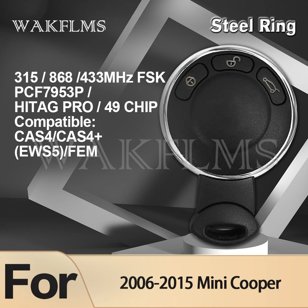 Steel Ring Keyless Entry Go Smart Car Key For For MINI Cooper Cabrio ...