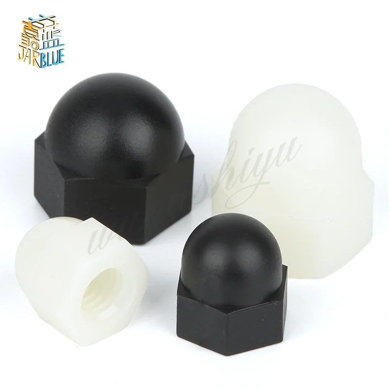 10/20Pcs DIN1587 RoHS M3 M4 M5 M6 M8 M10 Black And White Nylon Nut Plastic Cap Nuts Decorative ...