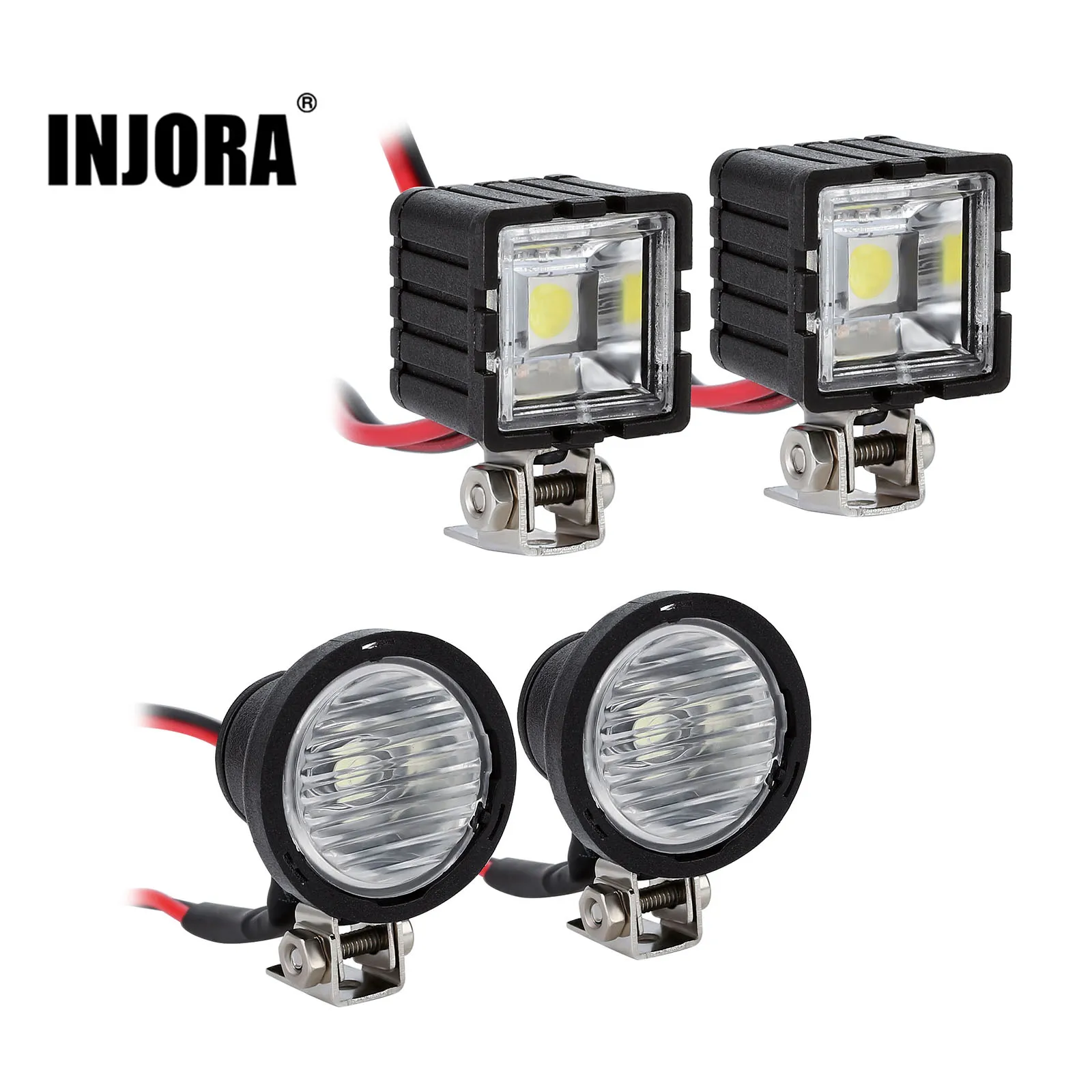 INJORA LED Lights Bright Headlights Spotlight for 1/10 RC Crawler Car TRX4 TRX6 Axial SCX10 ...