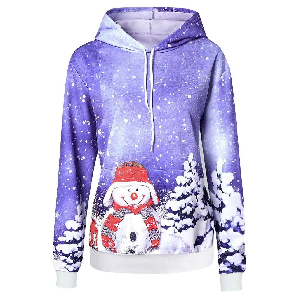 Inverno natal moletom com capuz feminino bolso grande cartoon boneco de ...