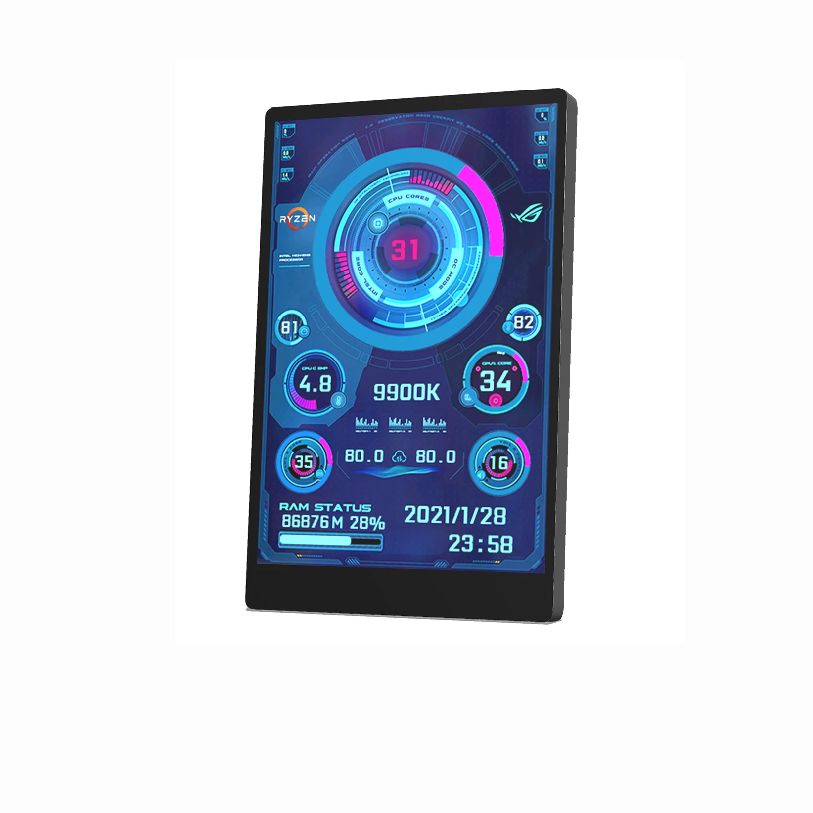 Novo Monitor De Computador Para Mini Caso Itx 3.5 Polegada Ips Type-c ...