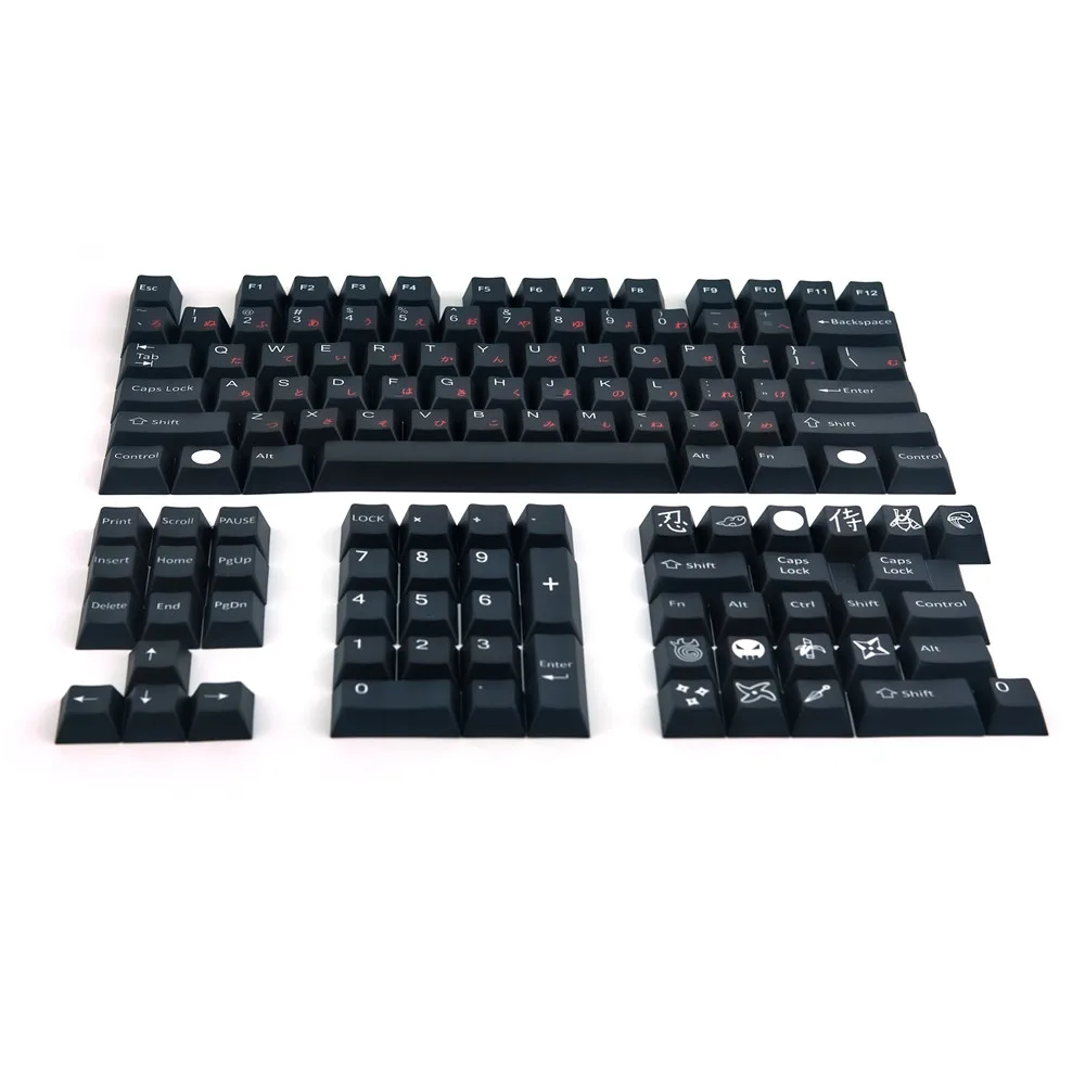 128-Keys-Set-Black-Samurai-Key-Caps-For-MX-Switch-Mechanical-Keyboard ...