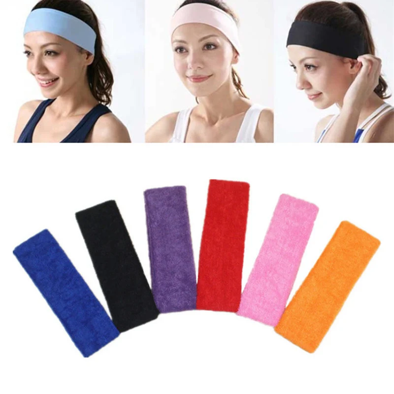 Women-Men-Cotton-Sweatband-Headband-Wide-Sweat-Head-Band-Sport-Yoga-Gym ...