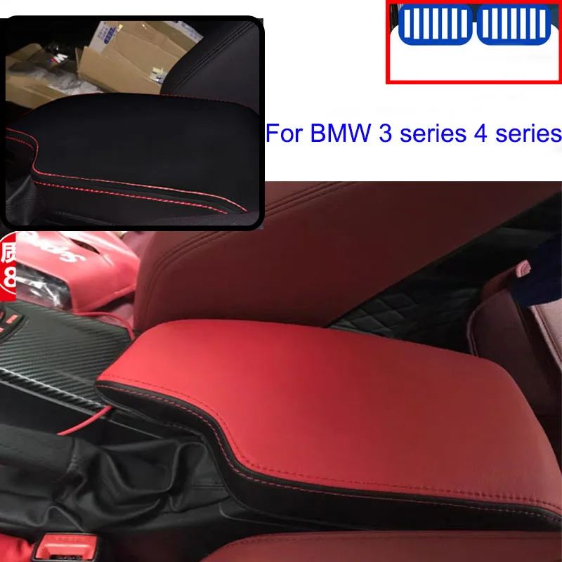 Genuine-Leather-Car-Interior-Center-Console-Armrest-Cover-For-BMW-3 ...
