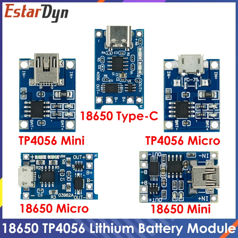 Tp4056 +protection Dual Functions 5v 1a Micro Usb 18650 Lithium Battery ...