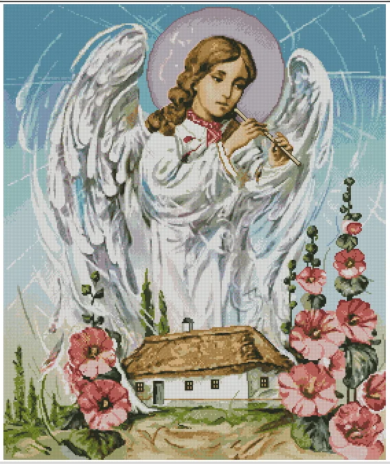 Beautiful Angel hranitel Flower hut Top Quality Needlework Embroidery ...