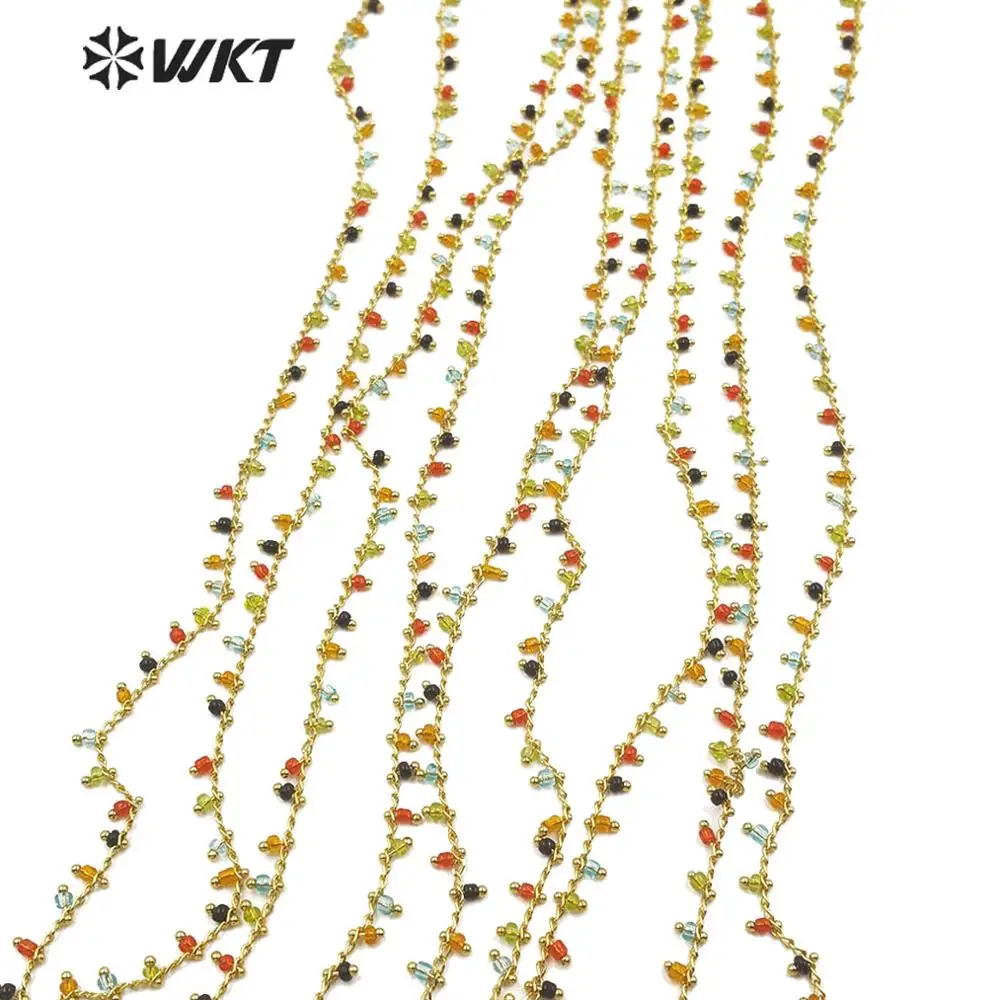 WT-RBC128-Natural-Stone-Chain-Multi-colors-Stone-Beads-With-Gold ...