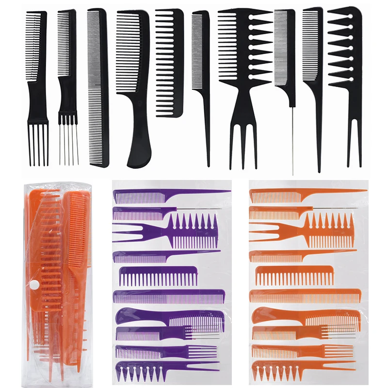 10Pcs-Haircut-Comb-Set-Portable-Anti-static-Hairdressing-Hair-Comb-Hair ...
