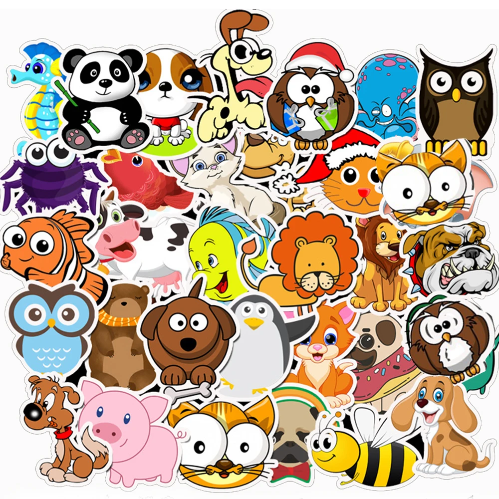 10/30/50PCS Cartoon Animals Stickers Laptop Guitar Luggage Fridge Phone ...