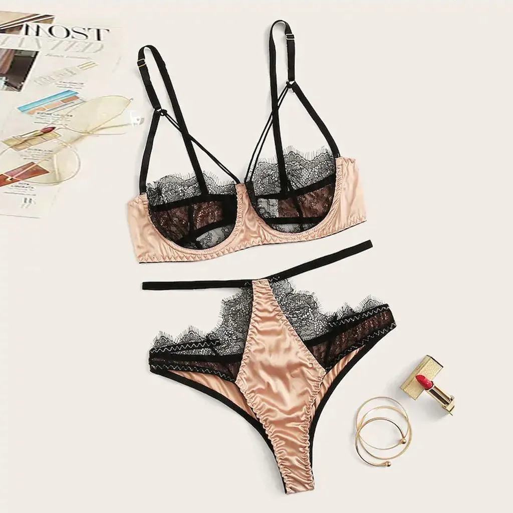 Sexy нижнее белье Spitze Bh Höschen Push Up Bh Fleck Seide Dessous Set Unterwäsche Für Frauen ...