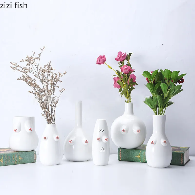 White-Human-Body-Ceramic-Vase-Body-Ornaments-Flower-Arrangement-Flower ...