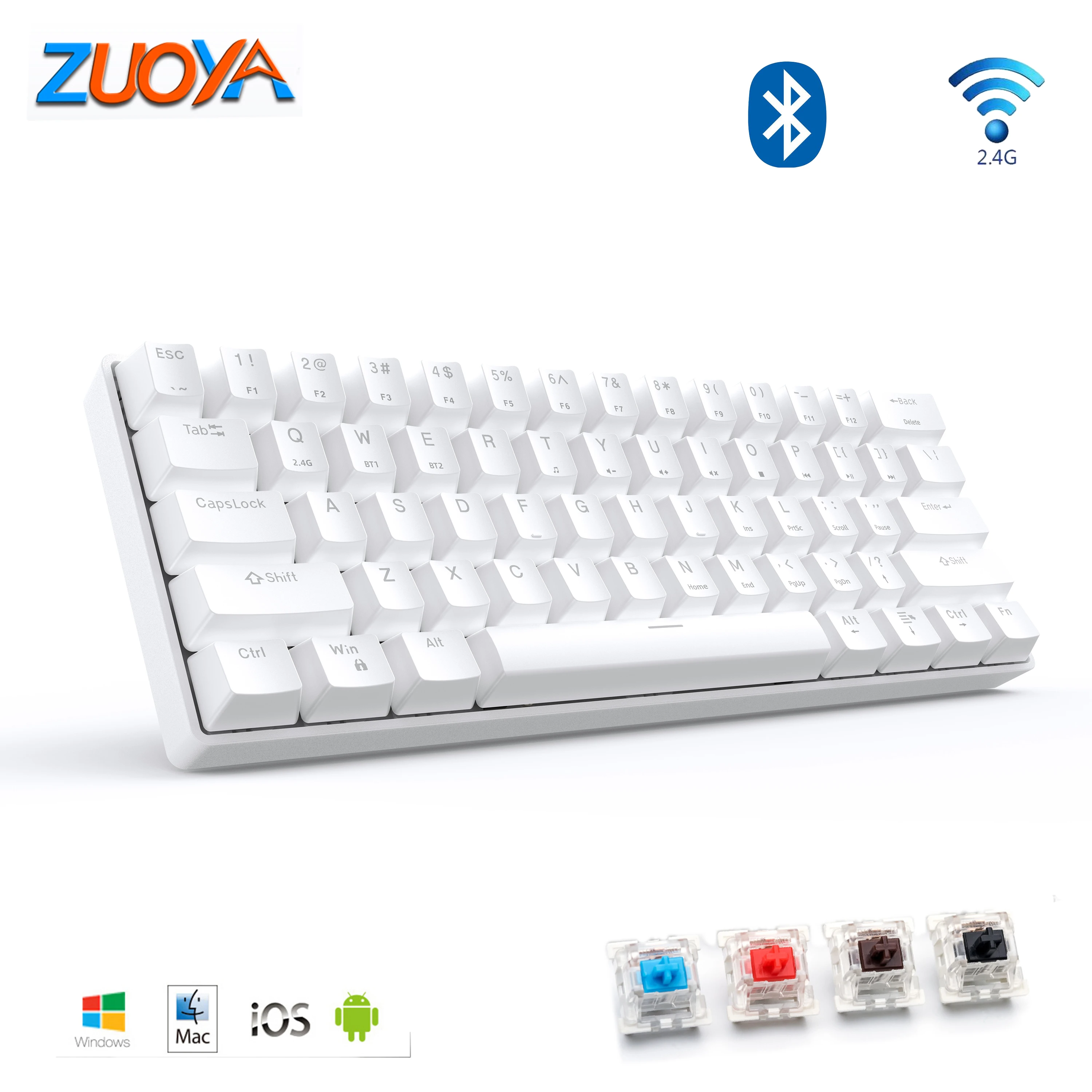 Metoo 61key Wireless Bluetooth 2.4ghz Gaming Mechanical Keyboard 2-mode ...