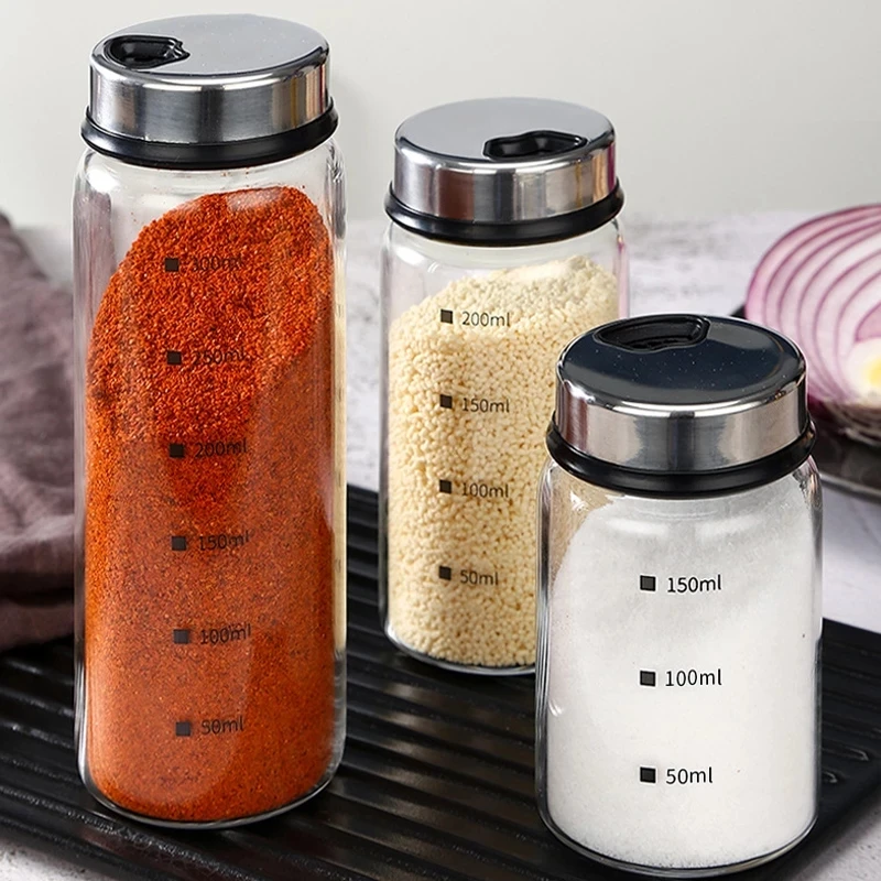 Sealed-Seasoning-Bottle-Set-Multiple-Hole-Pattern-Glass-Seasoning-Jar ...