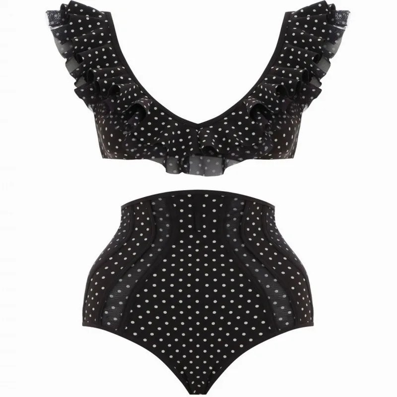 2019 New Bikinis Women Swimsuit High Waist Bathing Suit Dot Lace ...