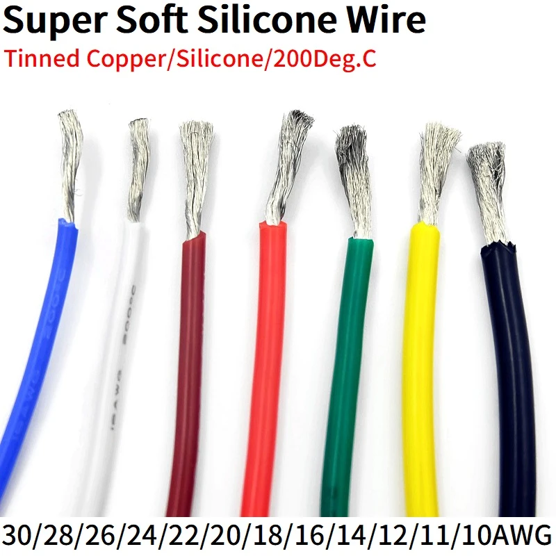 Cable de goma de silicona supersuave, Cable Flexible de cobre para iluminación LED DIY, 30, 28 ...