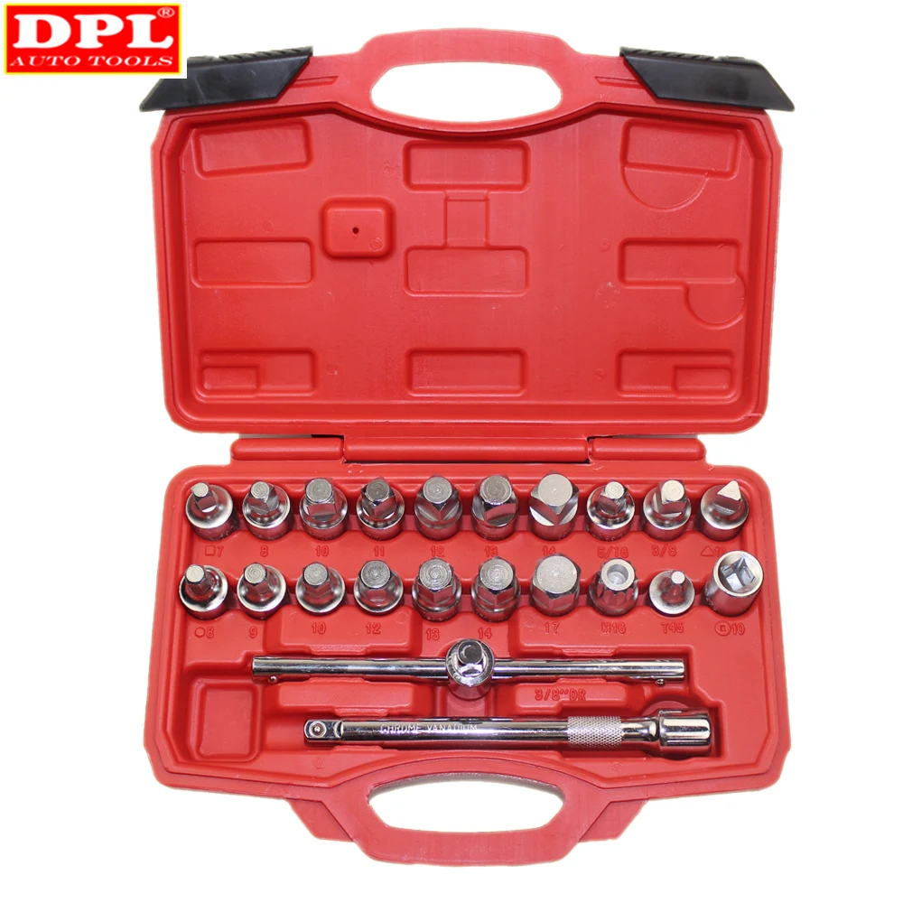 22PCS-Oil-Drain-Pipe-Plug-Socket-Set-Screws-Removal-Tool-Triangle ...