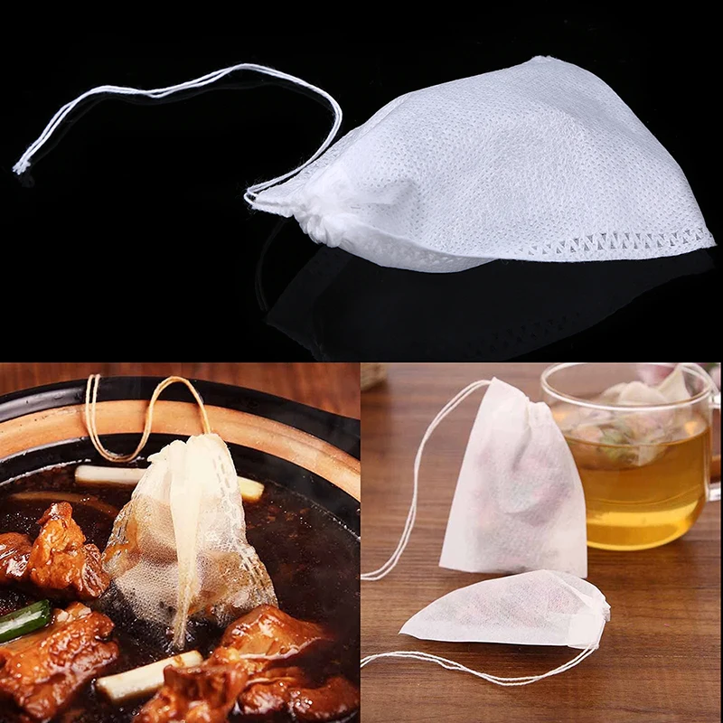 100pcs-Reusable-Tea-Bags-Food-Filter-Mesh-Bag-Non-woven-Milk-Bean-Fish ...