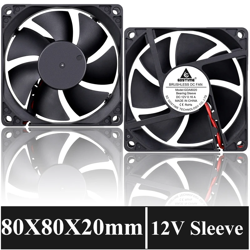 Generic 2 Pieces Gdstime 8cm Dc 12v Motor Cooling Axial Fan 80mm X 20mm Pc Computer Case ...