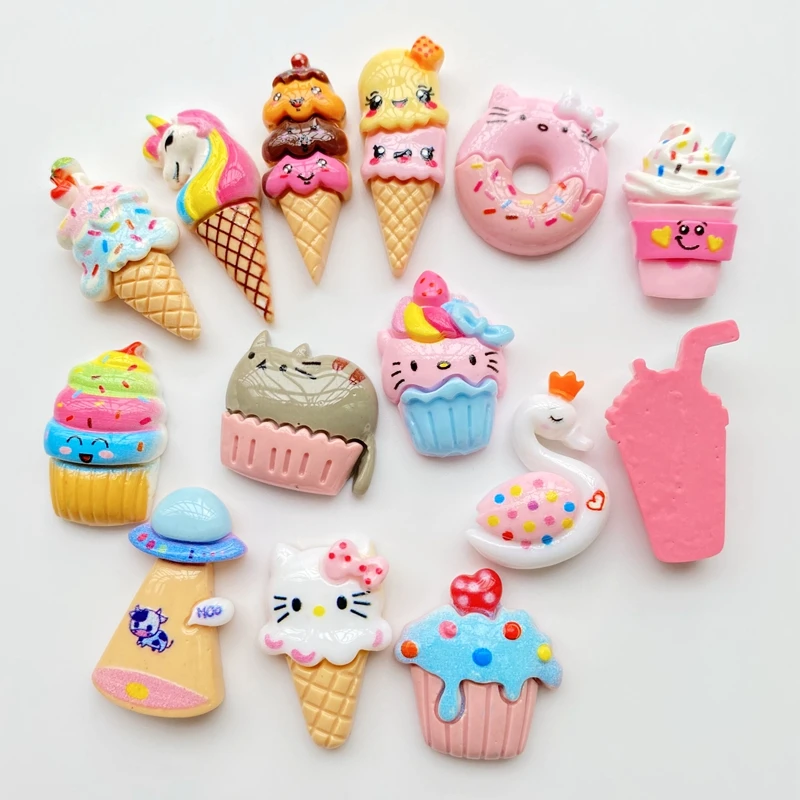 Statue deco,Cabochons en résine Kawaii,dessin Animé mignon,crème Lce ...