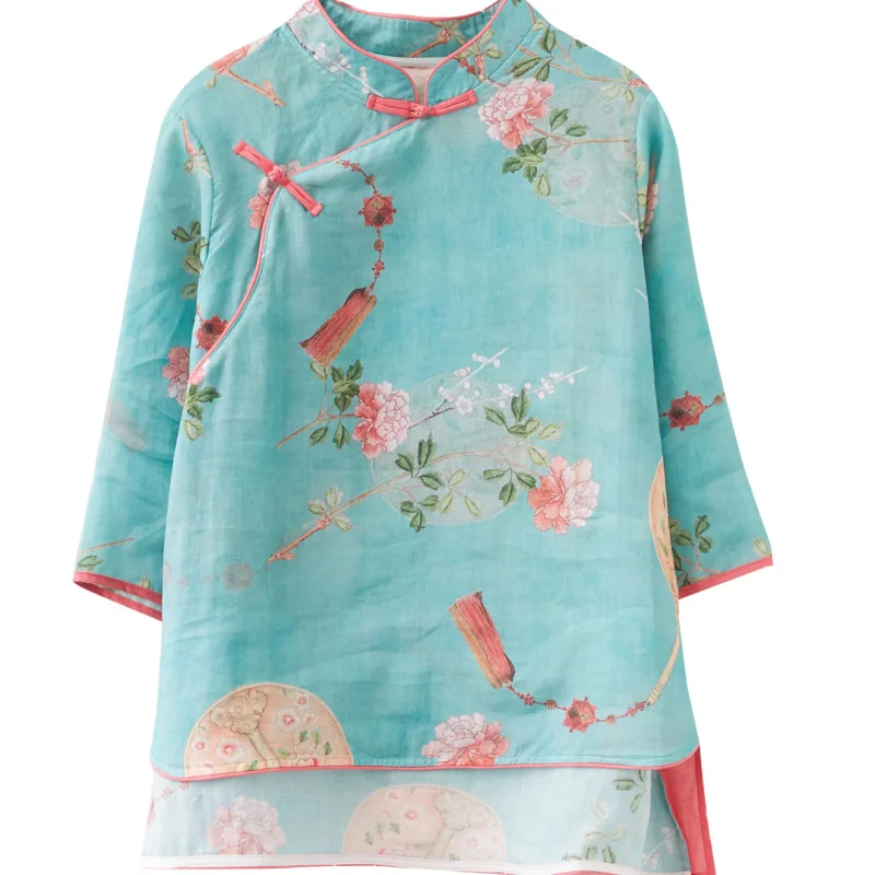 Blusa holgada China Vintage para Mujer, Ropa tradicional con estampado ...