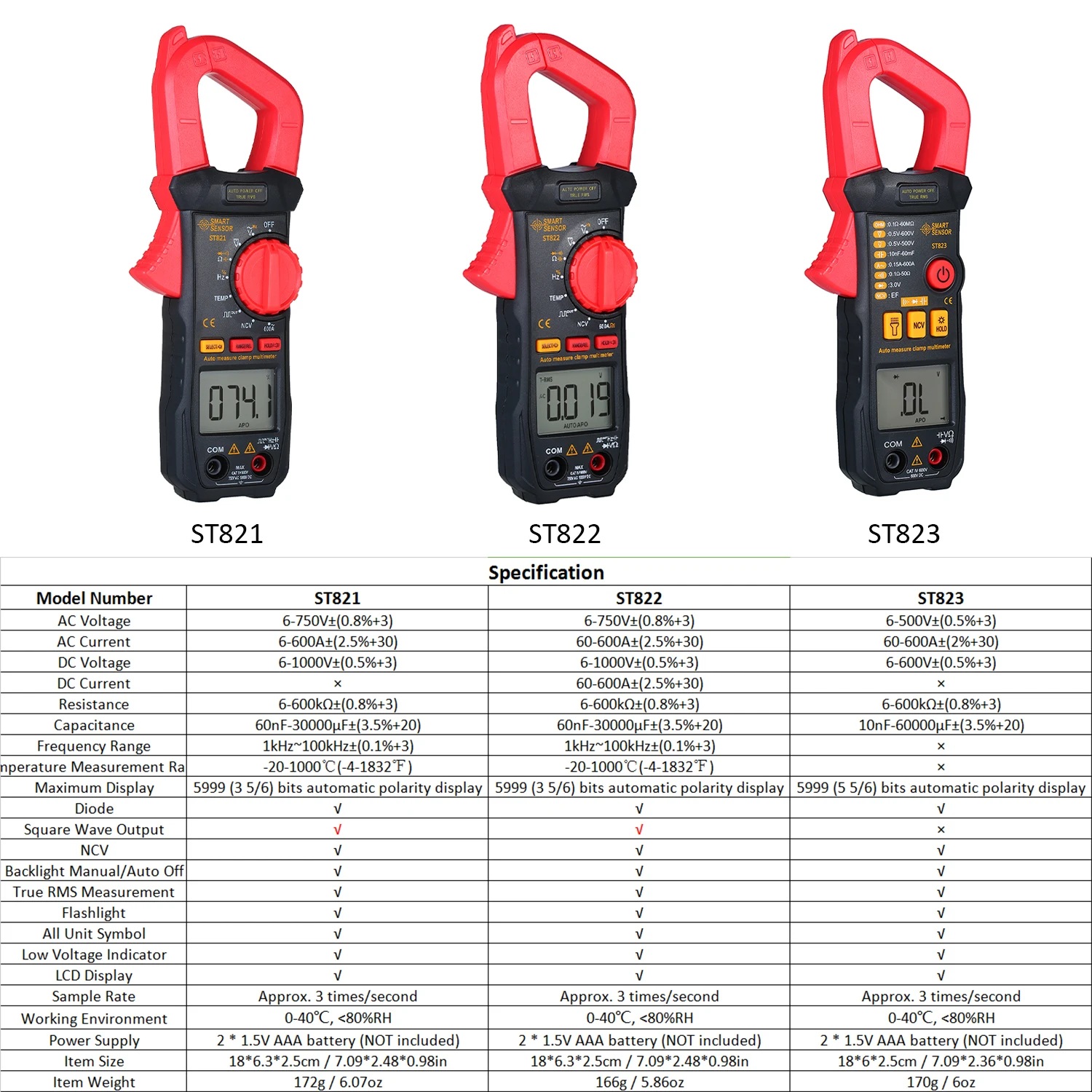 Умный датчик цифровой клещи Высокоточный Ручной Диапазон мультиметр Ac Зажим для амперметра
