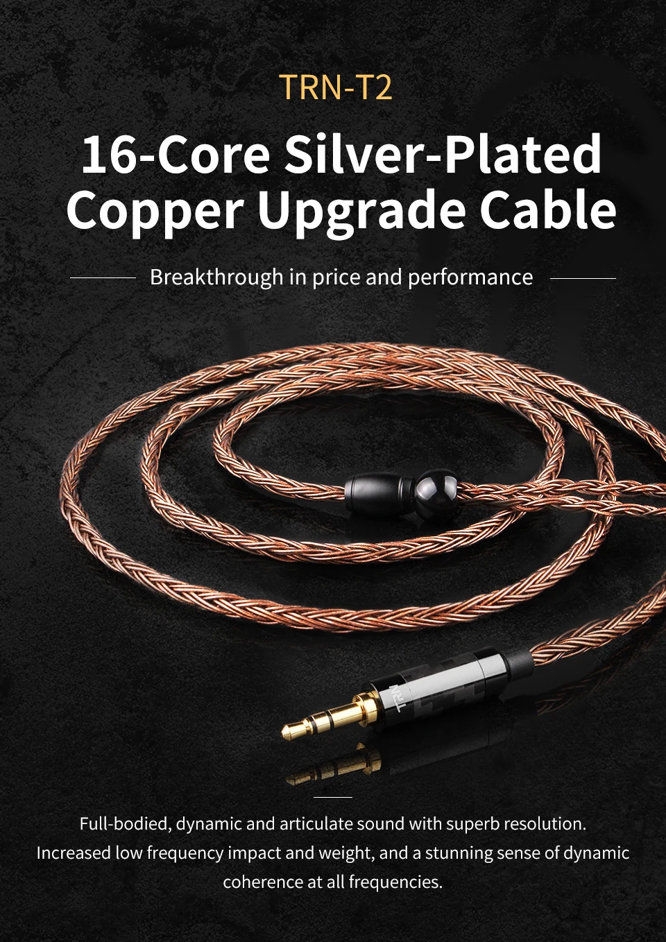 TRN T2 16 Core Headphone Silver Cable Plated HIFI Upgrade Cable,TRN