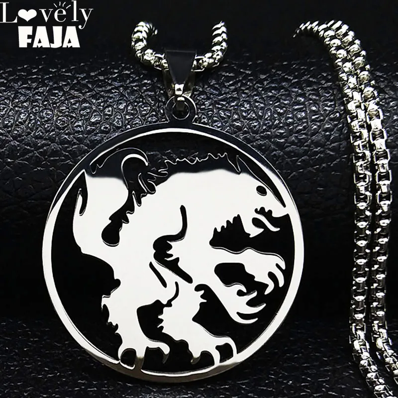 2023 Fashion Werewolf Stainless Steel Necklace for Men Wolf Silver ...