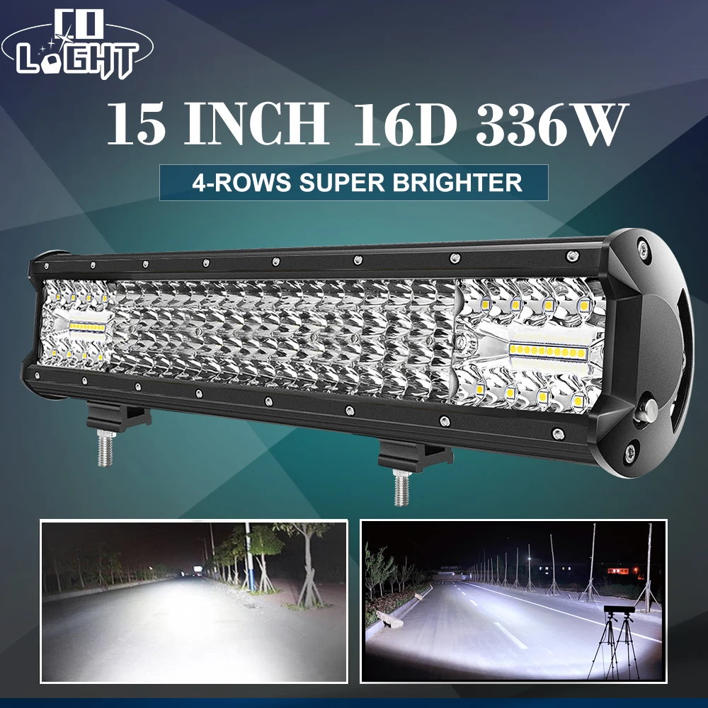 CO LIGHT 16D 12" 15" 20" 29" 44" 4 Row 4x4 LED Work Light Bar Combo ...