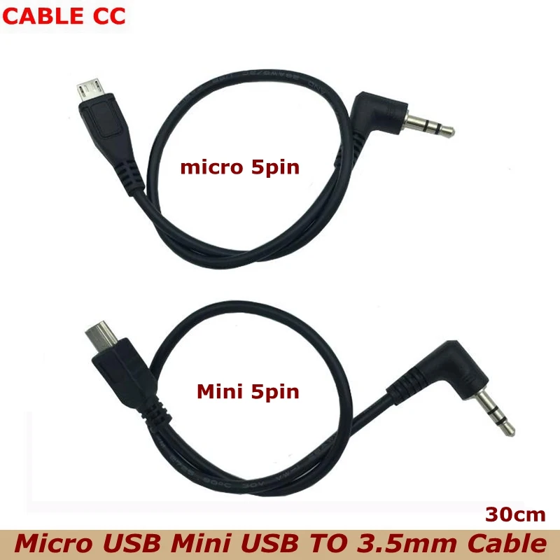 30cm micro usb mini usb para jack 90 graus 3.5mm conector de cabo de ...
