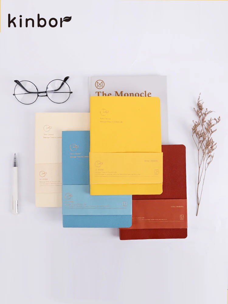 Kinbor Time Cheese A5 Notebook Pu Portable Agenda 2022 Self-filling ...