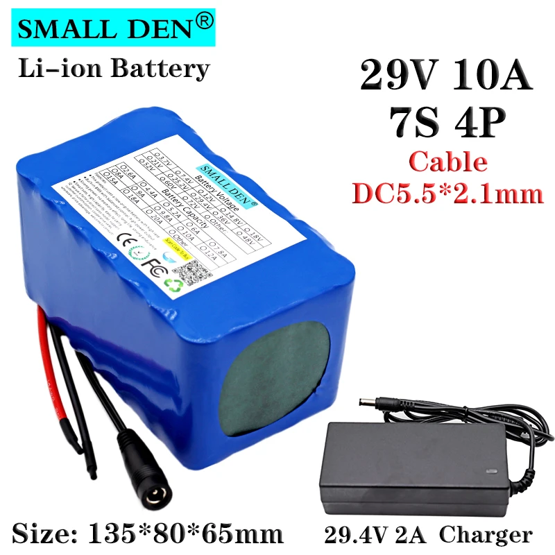 29V10A 7S4P 24V18650 lithium battery pack + 29.4V 2A charger Built in ...