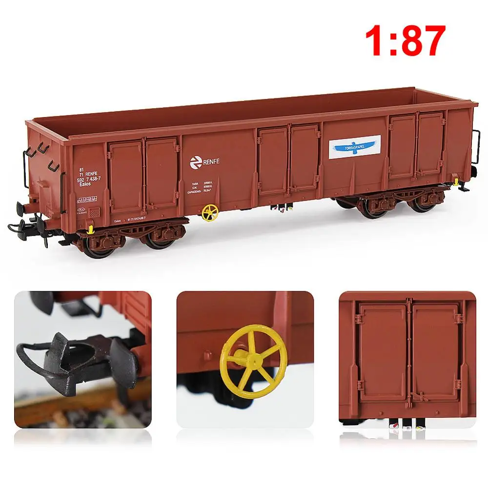 Evemodel-1pc-2pcs-HO-Scale-1-87-Brown-RENFE-Printed-High-side-Gondola ...