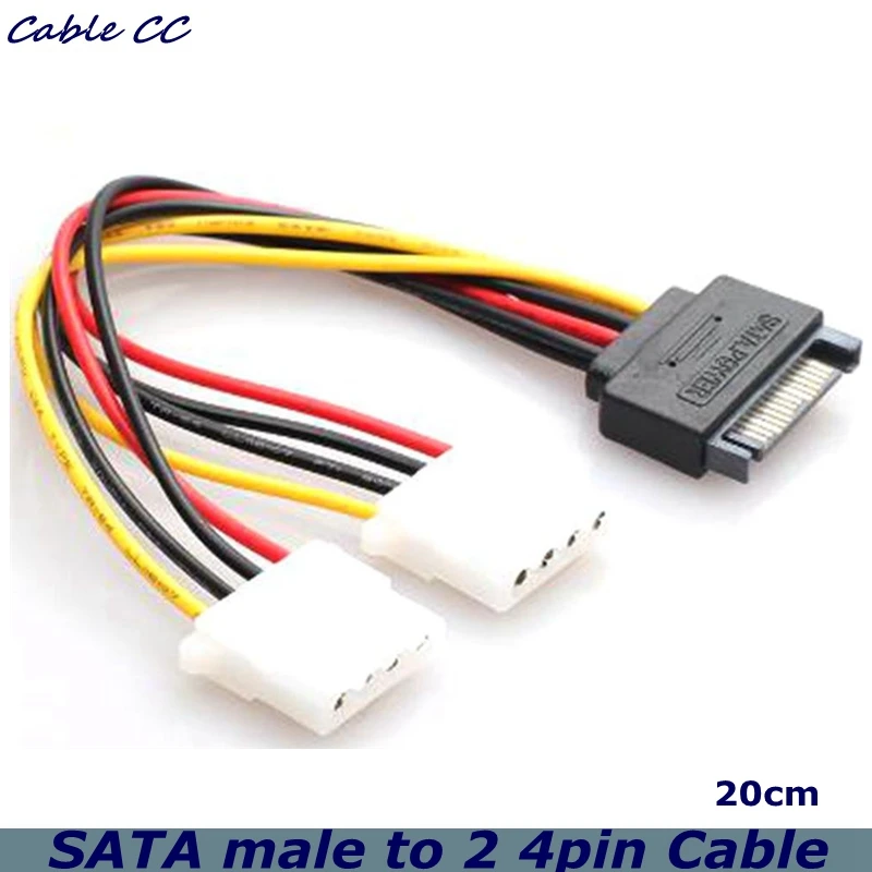 20cm-Dual-4-pin-IDE-Molex-to-Serial-ATA-SATA-Hard-Drive-Power-Cable ...