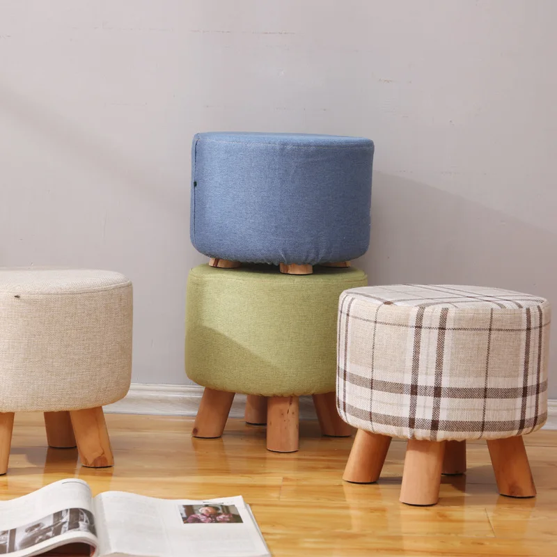 Louis Fashion Cloth Stool Fashion Household Living Room Small Round ...